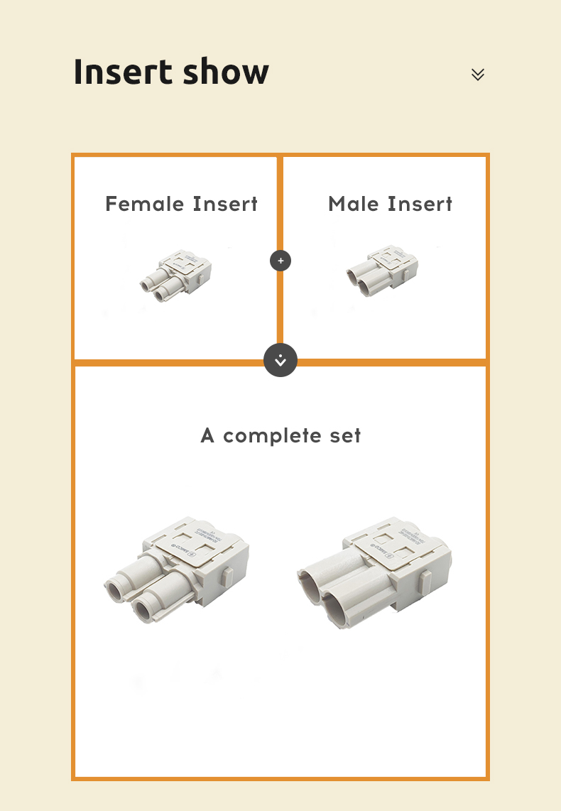 HDC Modular 2 Pin 70A heavy duty Connectors Crimping type HMK70-002-MC ...